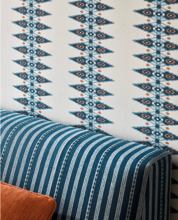 Priya Stripe Blue Wallpaper by Jane Churchill Jane Churchill - Fabrics ...