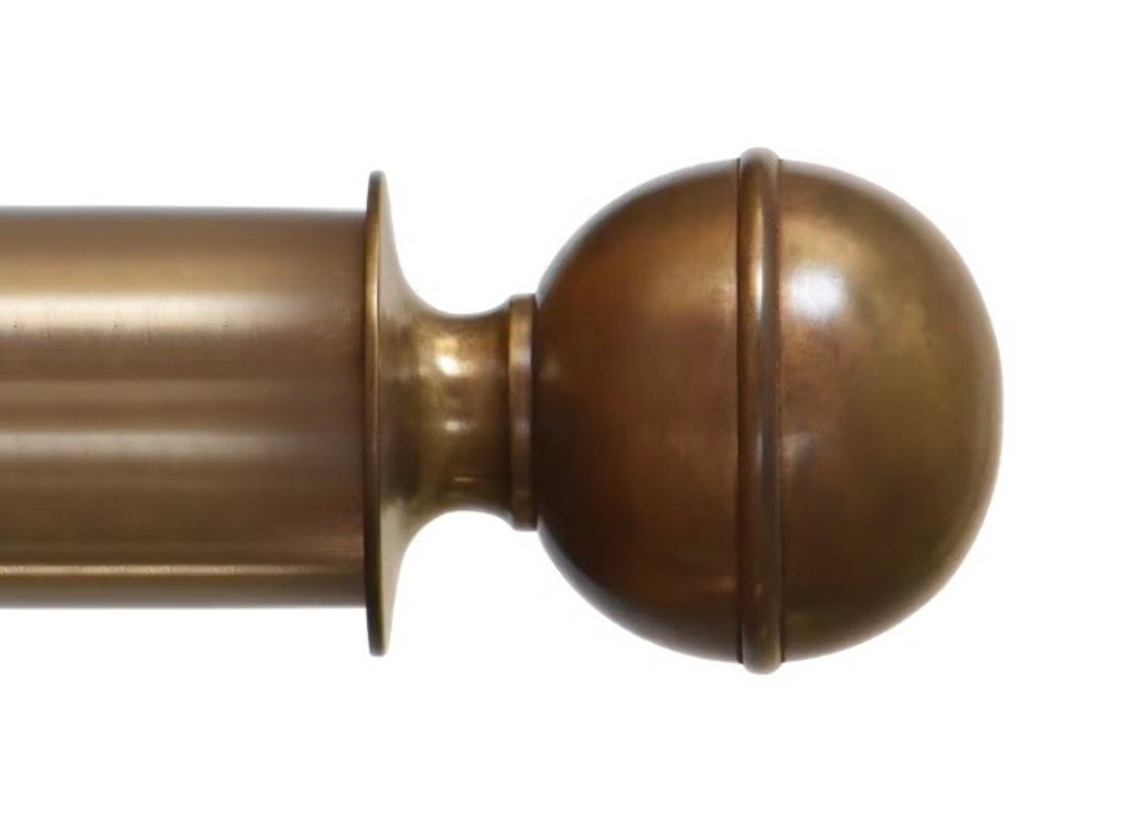 Tillys Antique Brass One Rib Ball Metal Finial Tillys - Curtain Poles ...