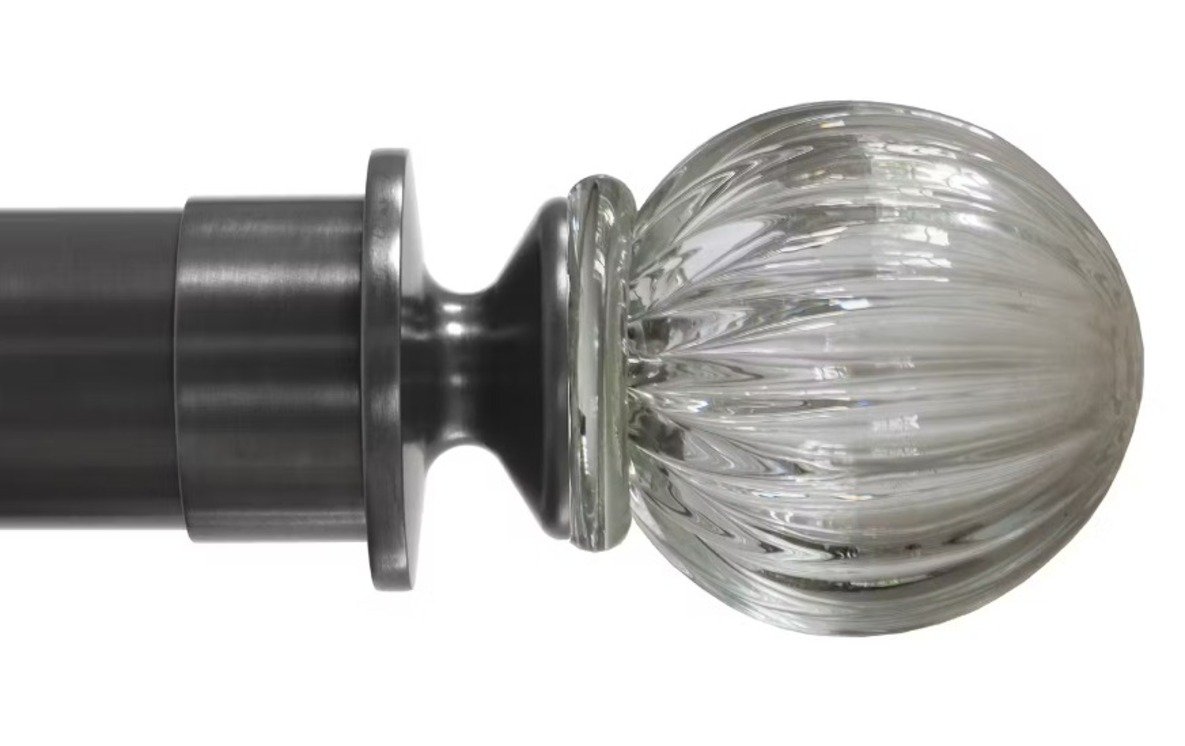 Tillys Gunmetal Reeded Glass Ball Finial Tillys - Curtain Poles and ...