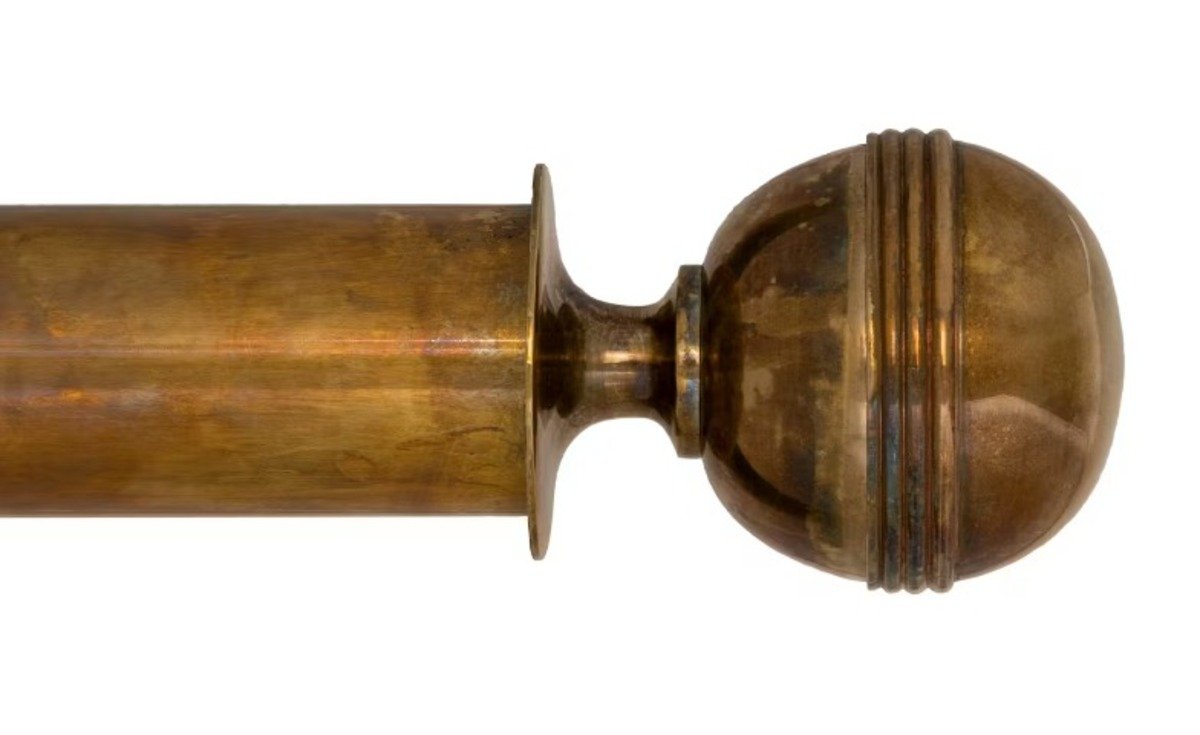 Tillys Old Brass Four Rib Ball Metal Finial Tillys - Curtain Poles and ...