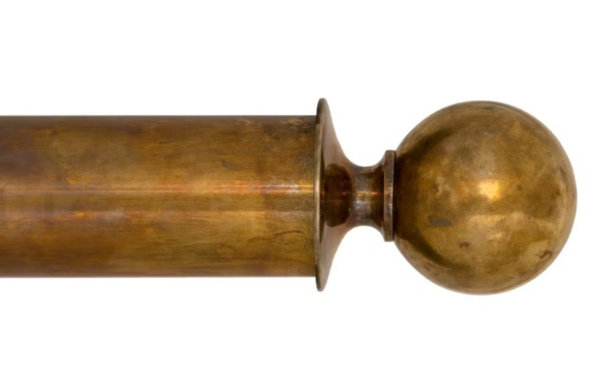 Tillys Old Brass Plain Ball Metal Finial Tillys - Curtain Poles and ...